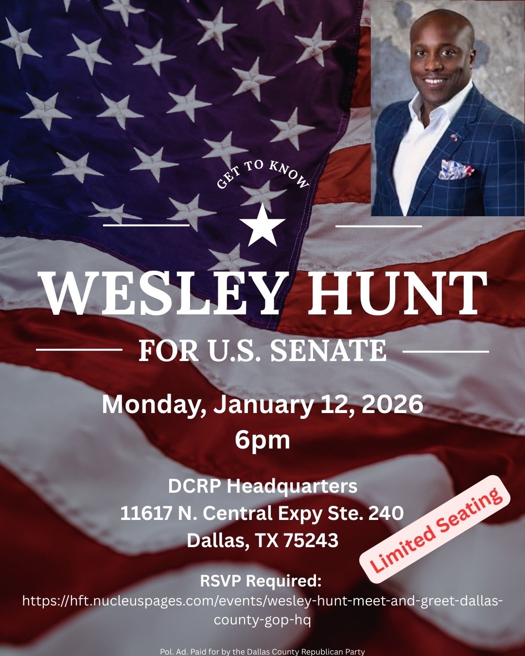Wesley Hunt Meet & Greet - Dallas County Republican Party